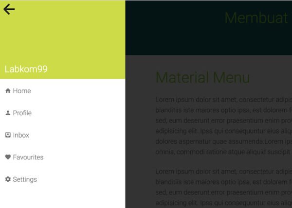 Template Menu Sidebar Material Design HTML5 Elegan